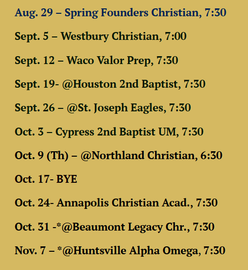 2025 Football Schedule – Allen Academy Rams Football